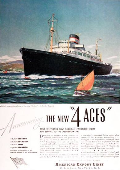 American Export Lines 1948 4 Aces Ocean Liner | Mad Men Art | Vintage ...