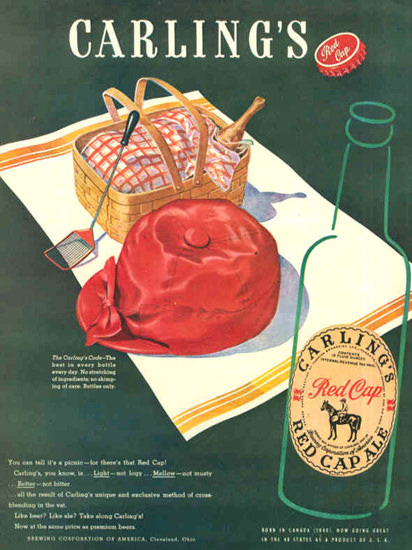 Carlings Red Cap Ale 1947 | Mad Men Art | Vintage Ad Art Collection