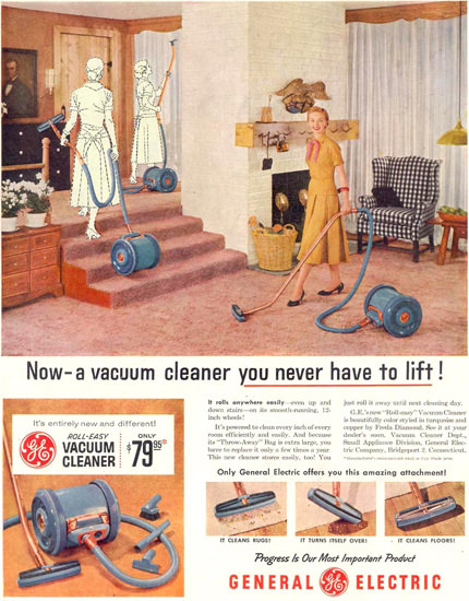 General Electric Vacuum Cleaner 1955 Mad Men Art Vintage Ad Art