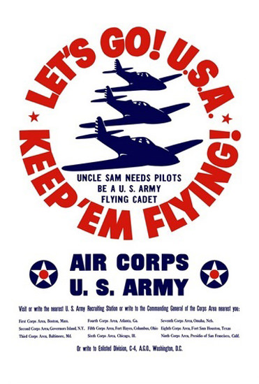 Lets Go USA Keep Em Flying Uncle Sam Pilotes | Mad Men Art | Vintage Ad ...